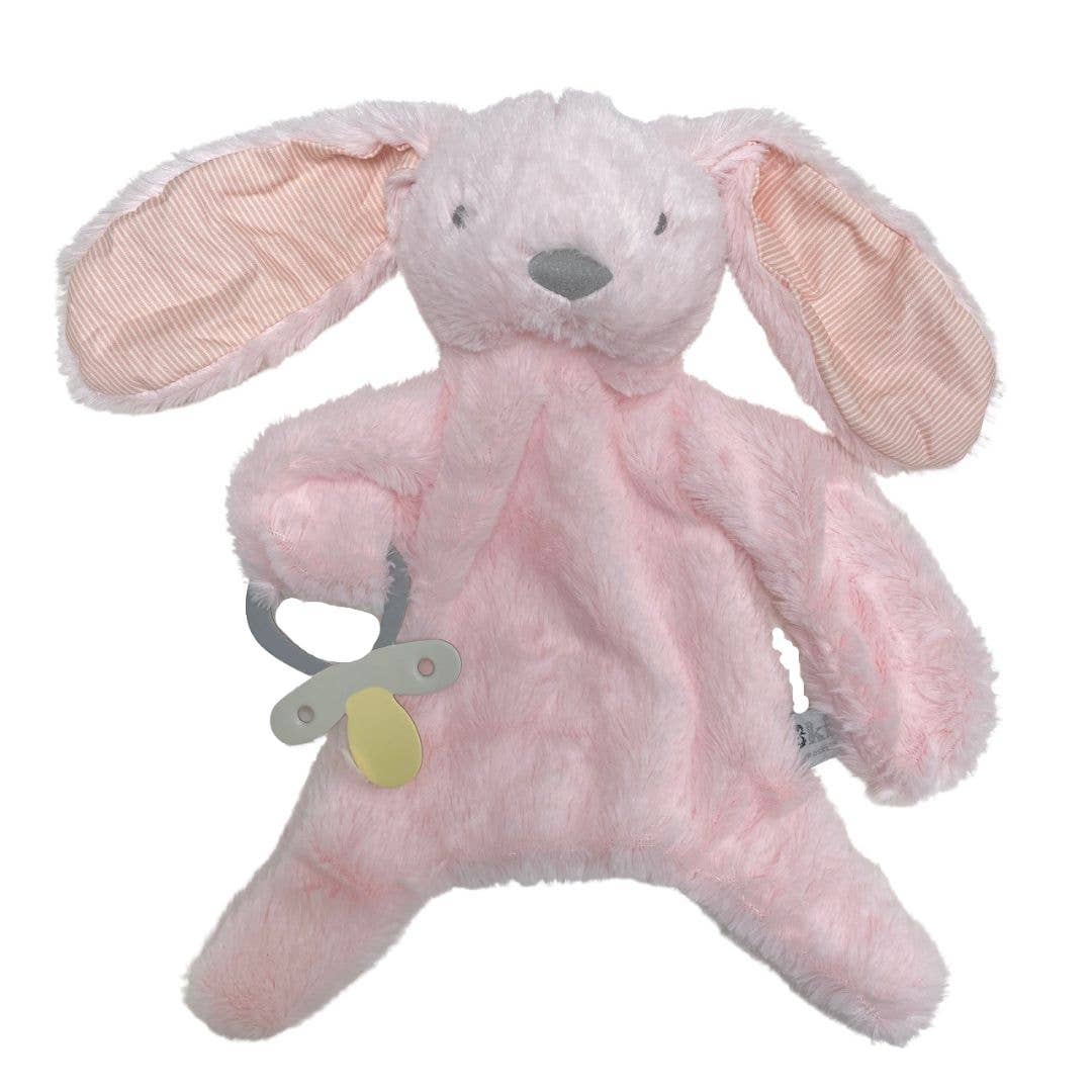 Bunny Comforter with Dummy Holder - Soft Pink - Stripe ears - 30cm ...